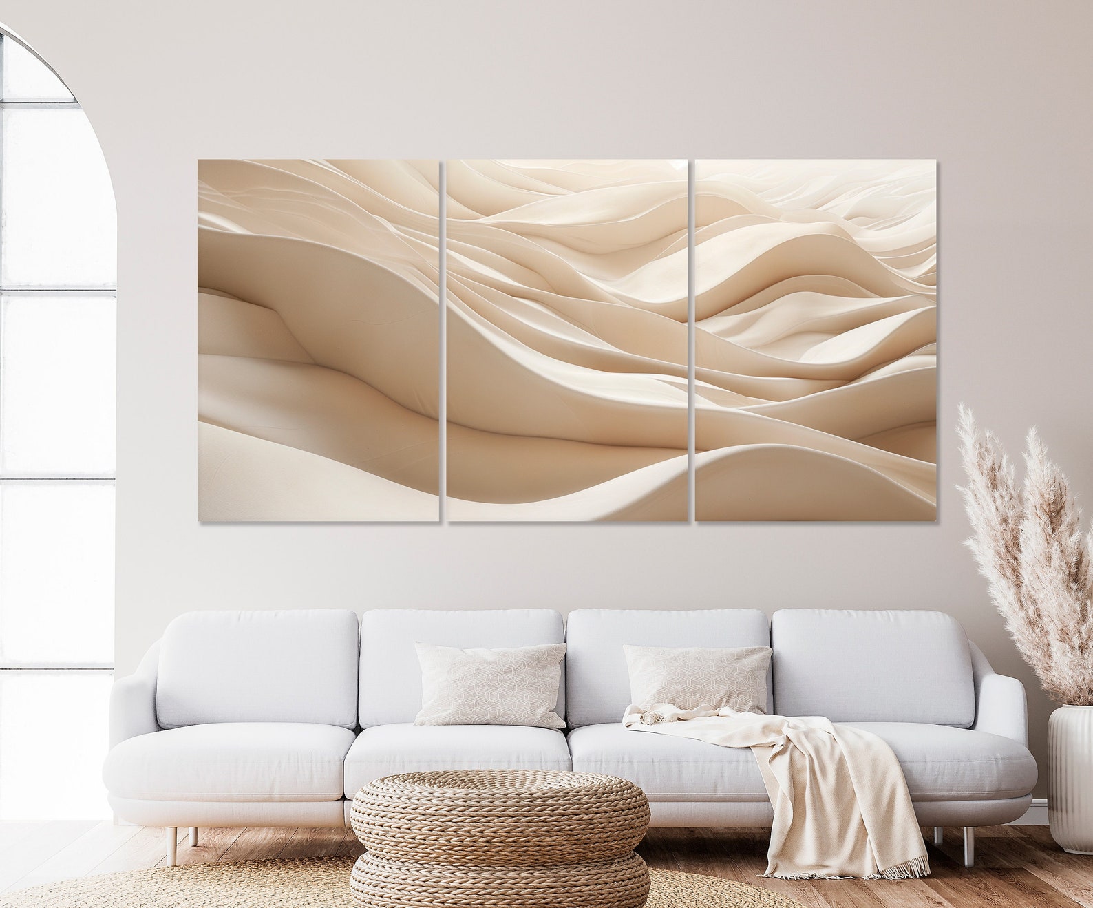 Large Minimalist Art Abstract Waves Canvas Wall Art Wabi-sabi Wall ...