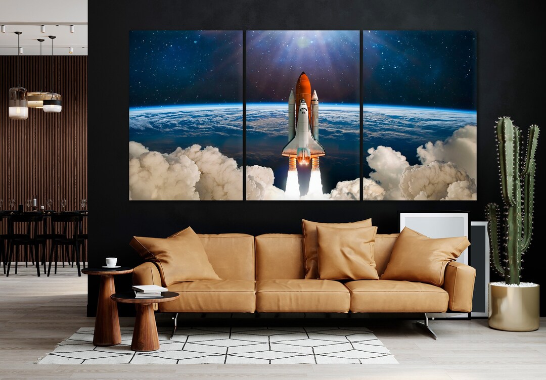 Rocket Launch Wall Art Decor Space Shuttle Flight in Space Canvas Wall ...