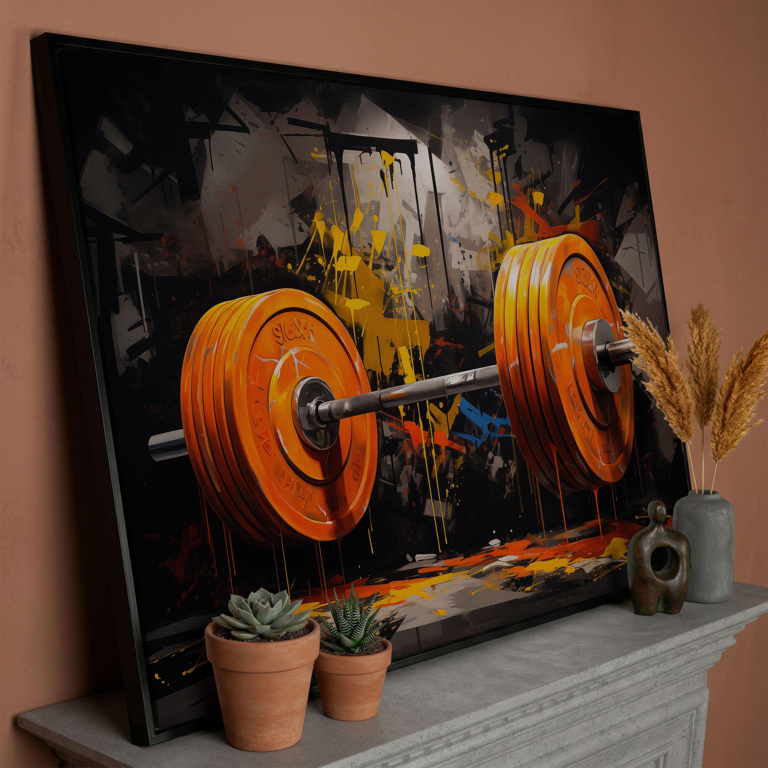Barbell Painting Print Graffiti Sport Fitness Set Large Canvas Wall Art ...