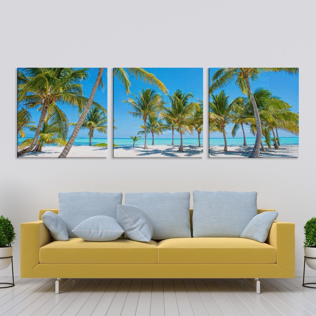Tropical Beach Canvas Print, Palm Trees & Blue Water Wall Art - Etsy
