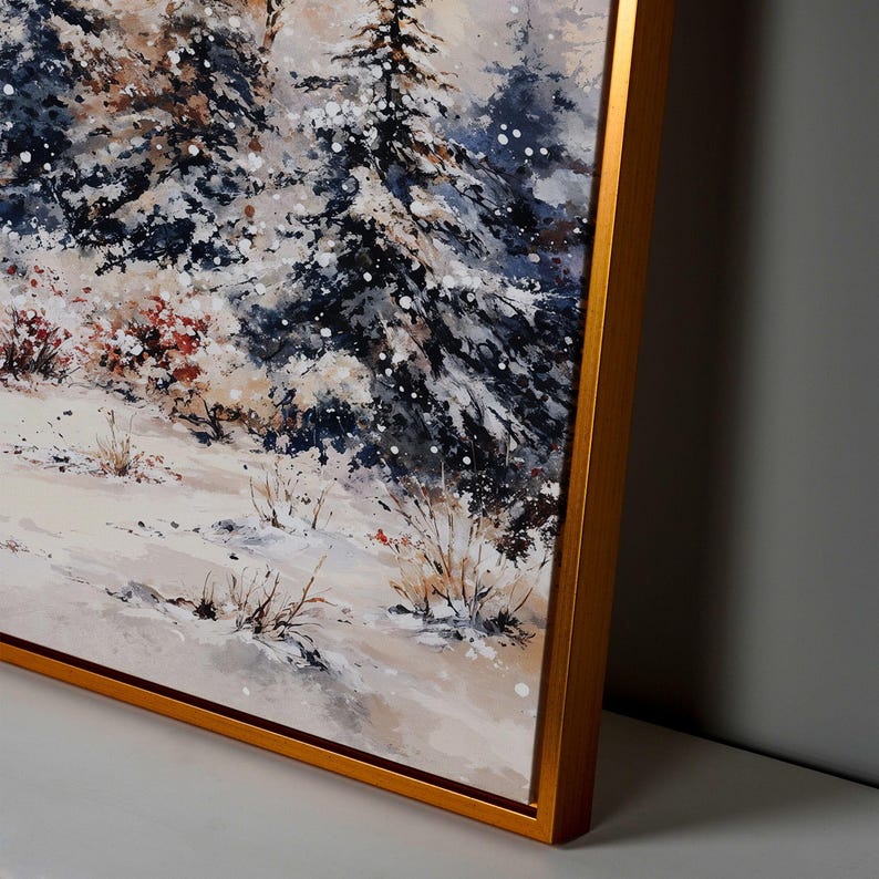 Snowy Winter Forest Scene - Winter Decor - Framed Canvas Print for ...