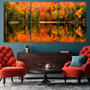 Beautiful Autumn Landscape Autumn Forest View Canvas Lake Print Fall ...