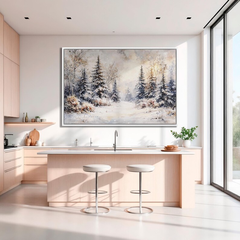 Snowy Winter Forest Scene - Winter Decor - Framed Canvas Print for ...