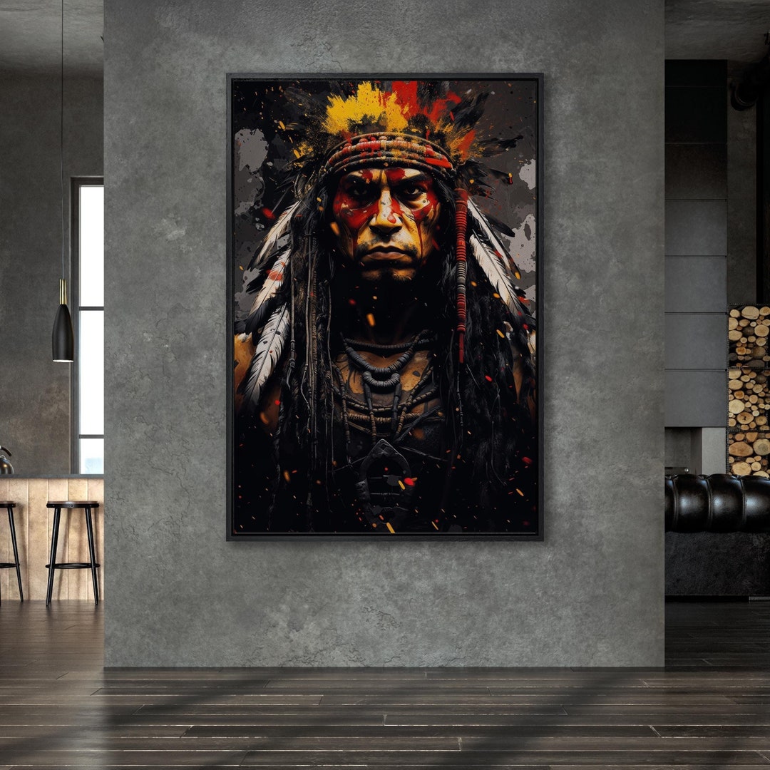 Native Americans Oil Painting Canvas Print Native Art Wall Decor Angry ...