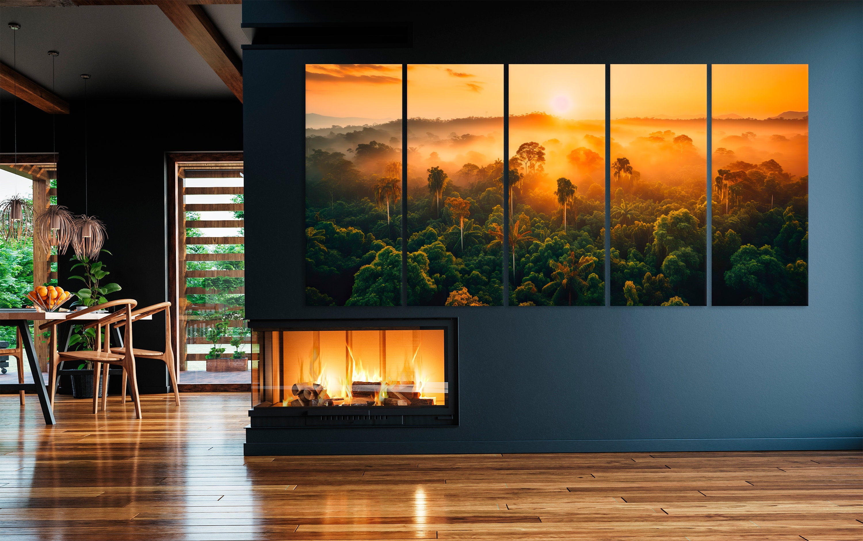 Jungle Tropical Rainforest Panoramic Wall Art Jungle Sunset - Etsy