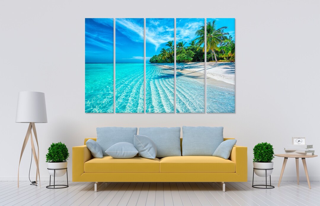 Tropical Beach Wall Art Canvas Print Ocean Beach Art Ocean Beach Palm ...