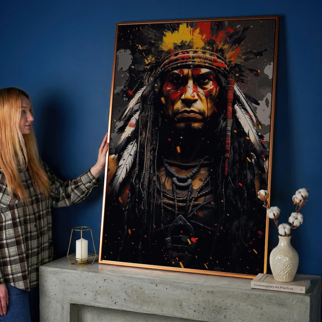 Native Americans Oil Painting Canvas Print Native Art Wall Decor Angry ...
