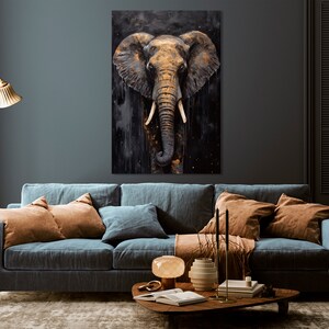 Golden Elephant Wall Decor Gold Elephant Canvas Print Wall Art Elephant ...