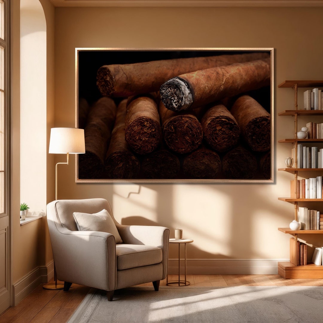 Cigars Canvas Print Cigar Rolling Close-up Wall Art Luxury Tobacco ...