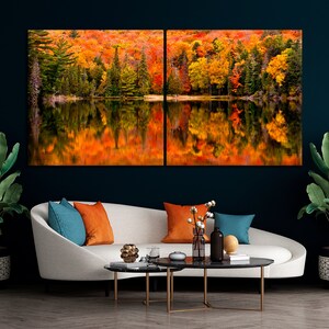 Beautiful Autumn Landscape Autumn Forest View Canvas Lake Print Fall ...