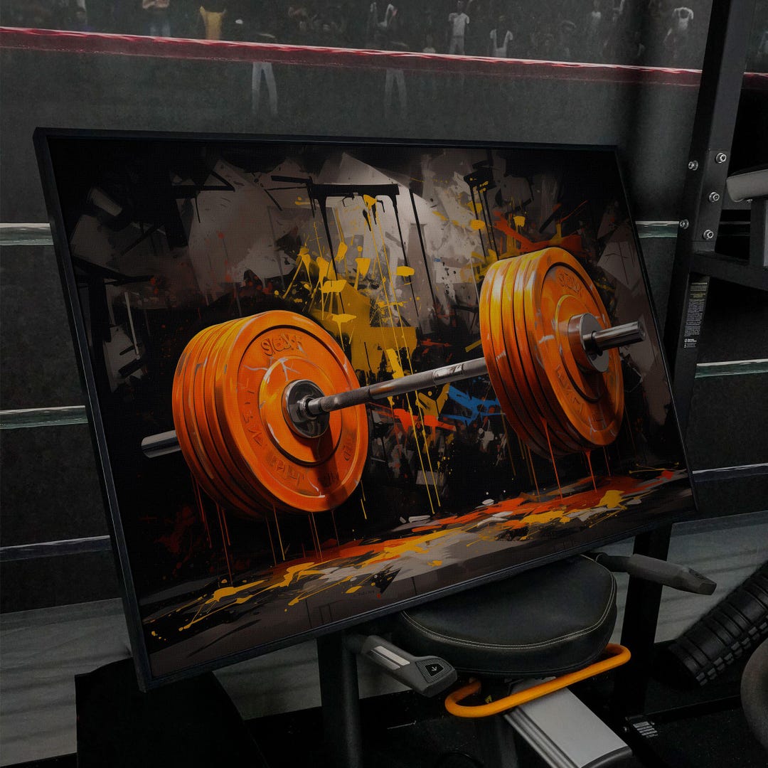 Barbell Painting Print Graffiti Sport Fitness Set Large Canvas Wall Art ...