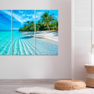 Tropical Beach Wall Art Canvas Print Ocean Beach Art Ocean Beach Palm ...
