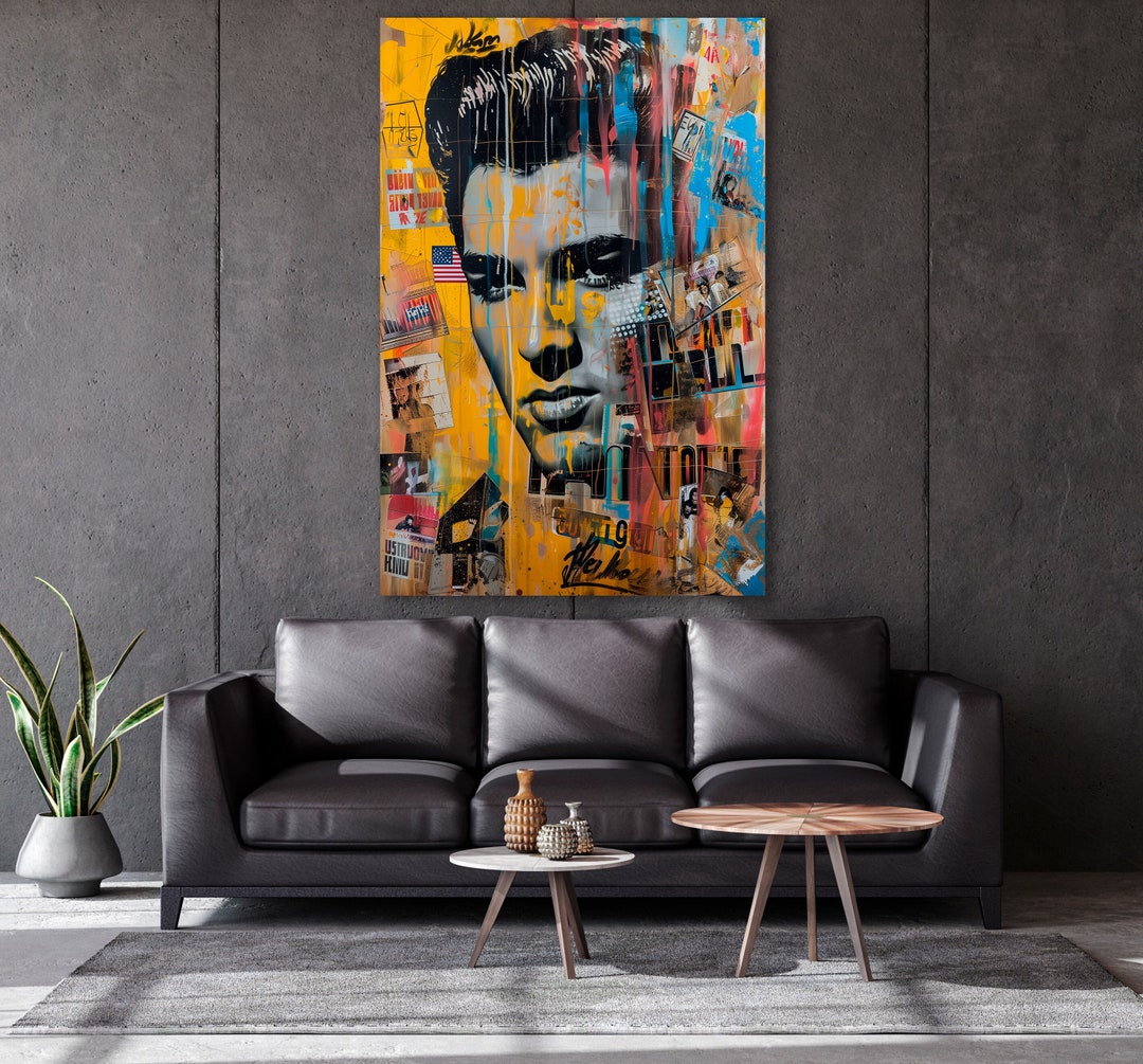 Elvis Presley Painting Print Abstract American Singer Canvas Wall Art ...