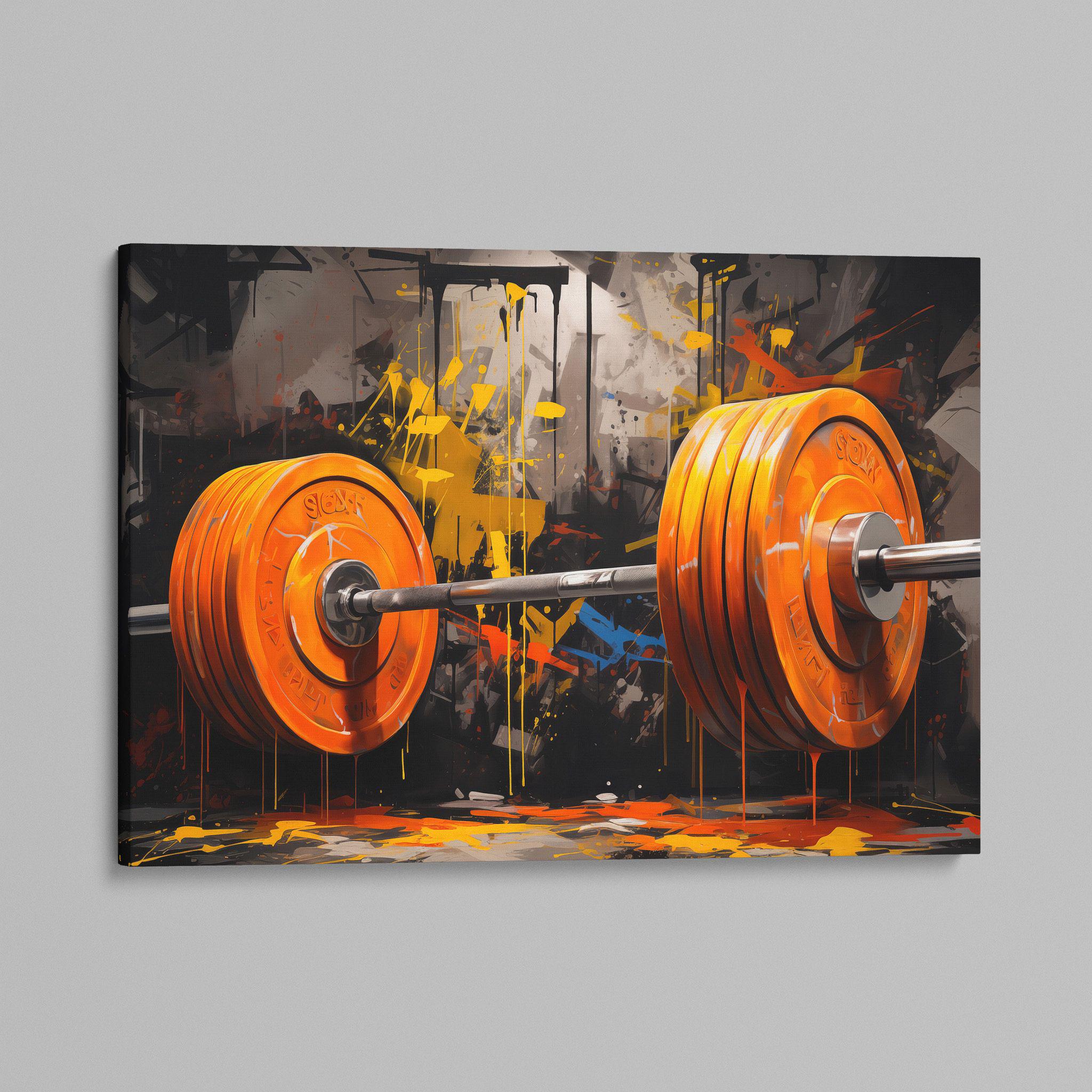 Barbell Painting Print Graffiti Sport Fitness Set Large Canvas Wall Art ...