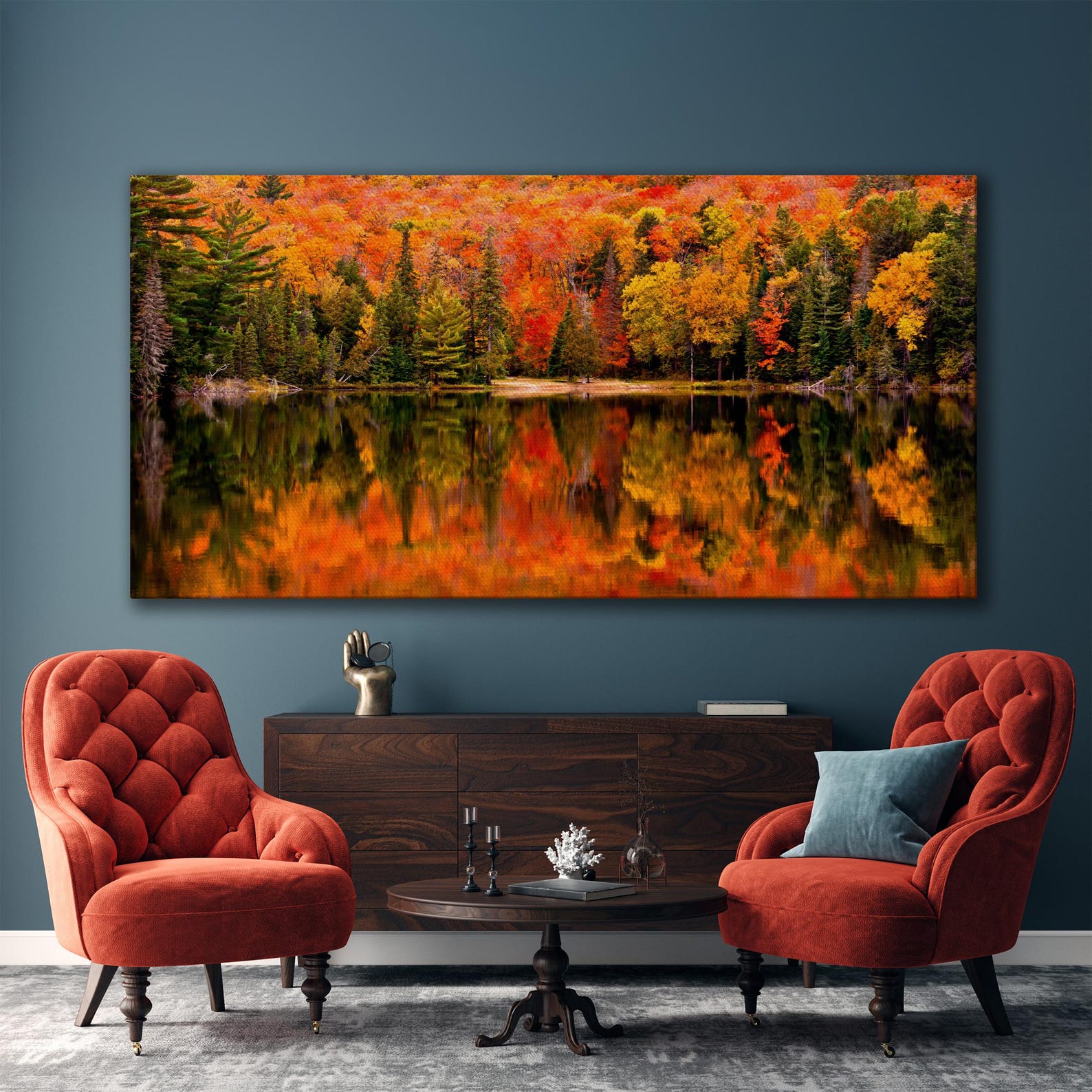 Autumn Forest Lake Canvas Print, Extra Large Fall Landscape Wall Art - Etsy