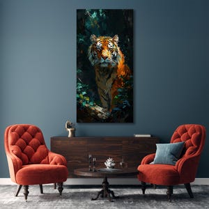 Undaunted Tiger in the Jungle Wall Art Decor Wild Cat Painting Print ...