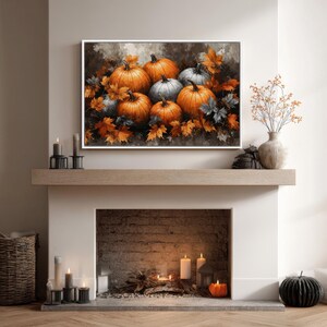 Autumn Pumpkins Canvas Wall Art Rustic Halloween Decor Fall Harvest and ...