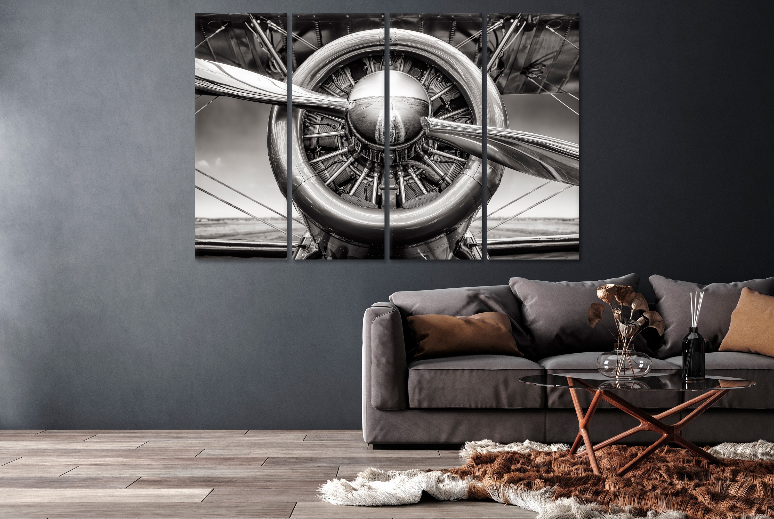 Vintage Airplane Engine Canvas Print Engine Wall Decor Engine Canvas ...