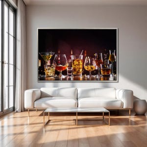 Strong Alcoholic Drinks and Spirits in Glasses on Bar Counter Alcohol ...