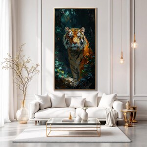 Undaunted Tiger in the Jungle Wall Art Decor Wild Cat Painting Print ...