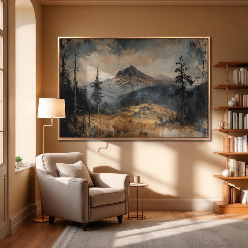 Mountain Wilderness Framed Canvas Print - Nature Landscape Art, Rustic ...