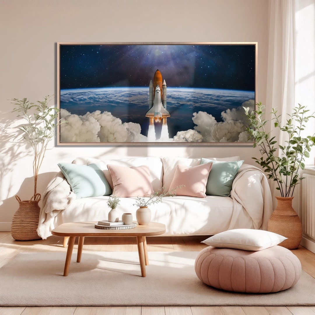 Rocket Launch Wall Art Decor Space Shuttle Flight in Space Canvas Wall ...
