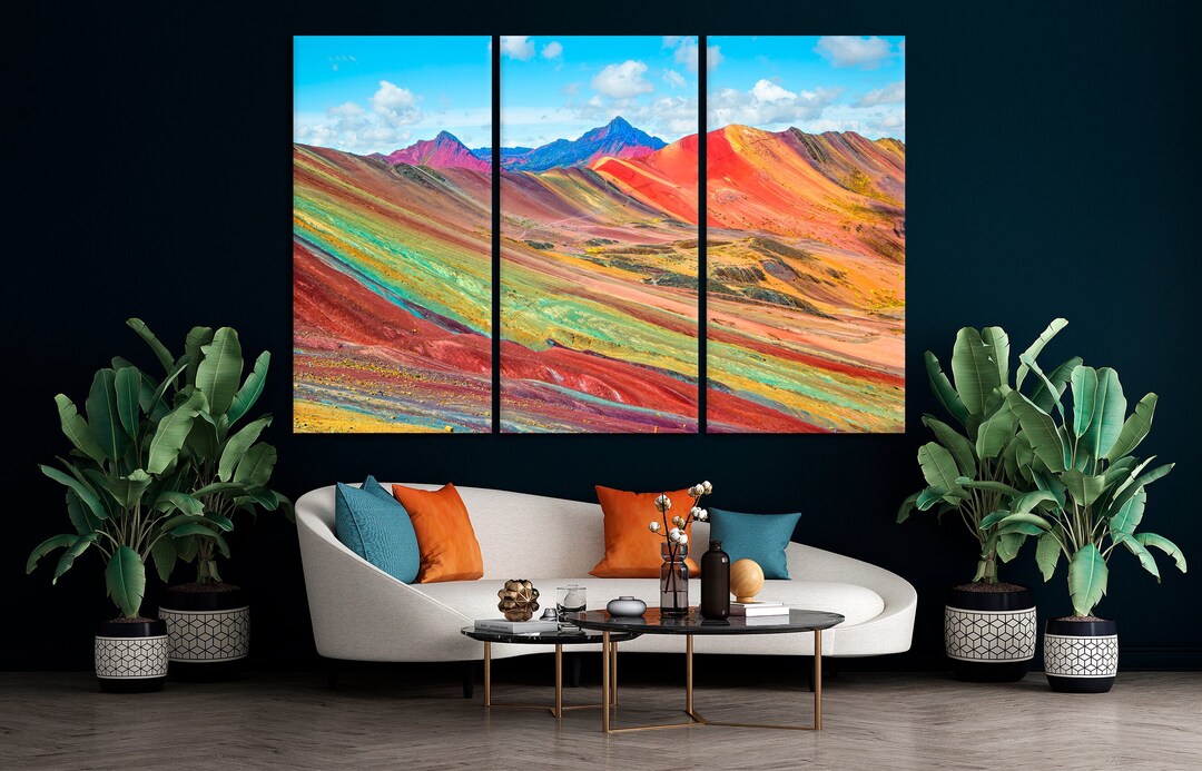 Rainbow Mountain Canvas Wall Art Mountain in the Andes of Peru Print ...
