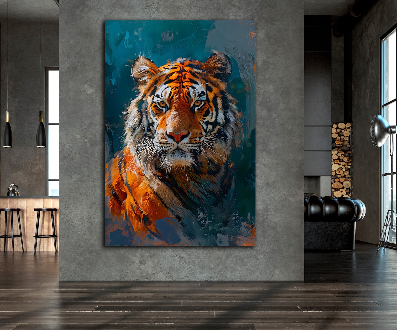 Tiger Wall Art Wild Cat Extra Large Canvas Wall Art Ferocious Animal ...