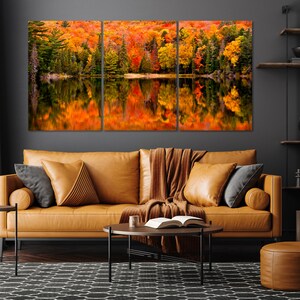 Beautiful Autumn Landscape Autumn Forest View Canvas Lake Print Fall ...