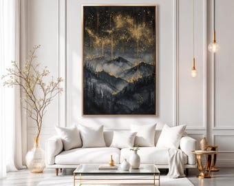 Rustic Brown Bear Canvas Wall Art Abstract Pine Trees Wooden Background ...