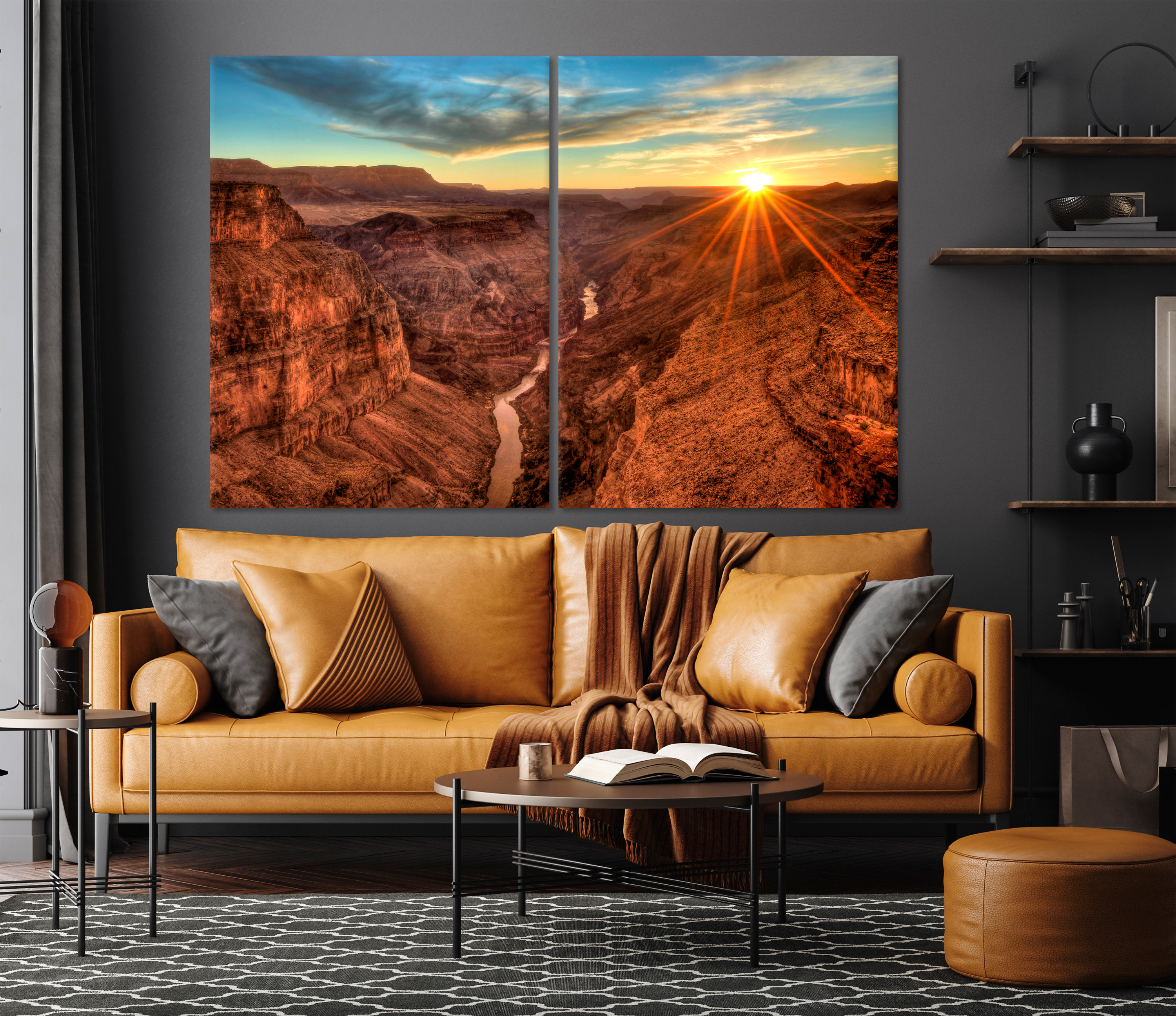 Sunset Grand Canyon National Park Canvas Wall Art Arizona Decor Colorado River Canvas Print ...