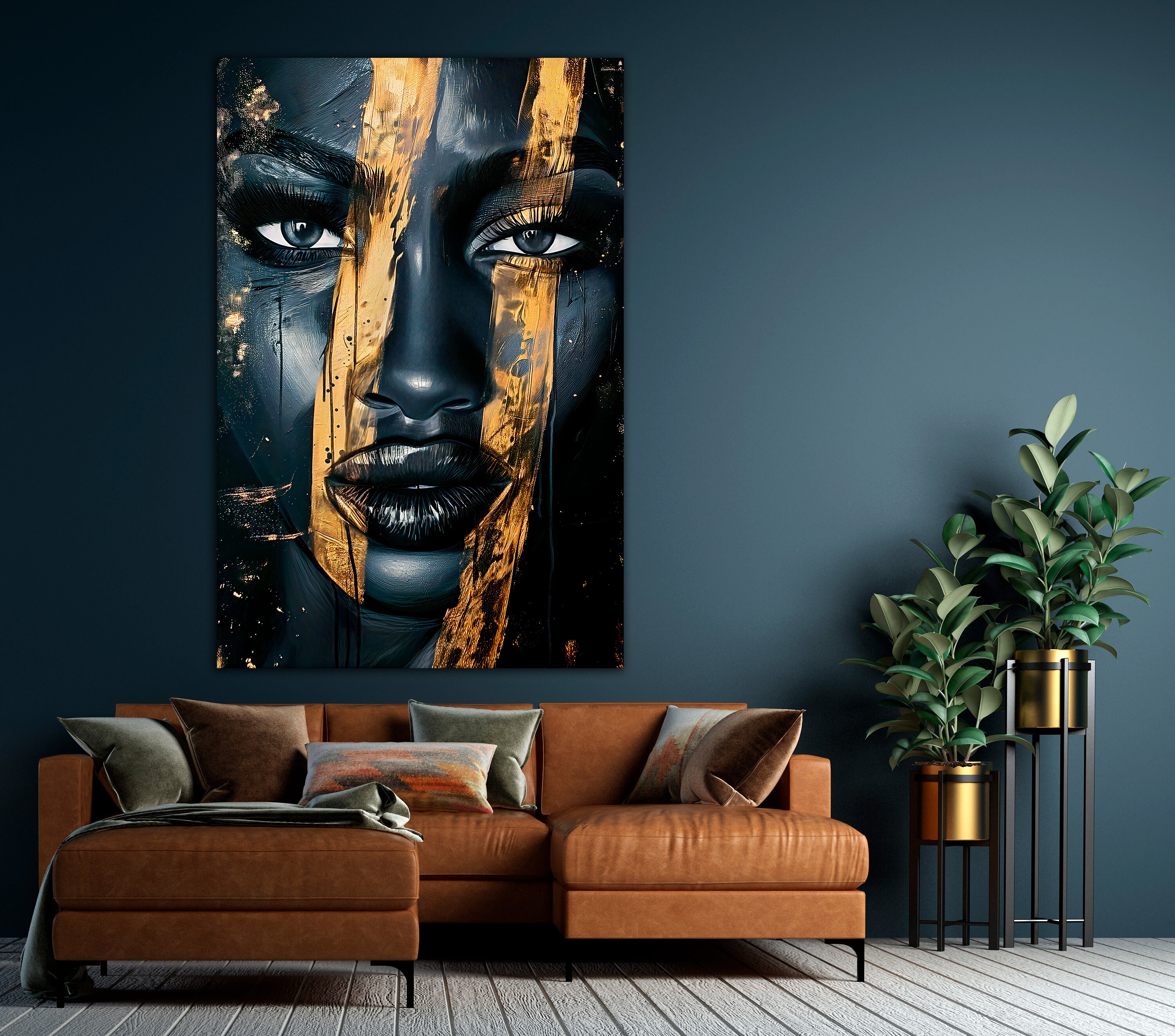 Black Girl Art Print Black Woman Wall Art African Woman Canvas Wall Art Black and Gold Painting ...