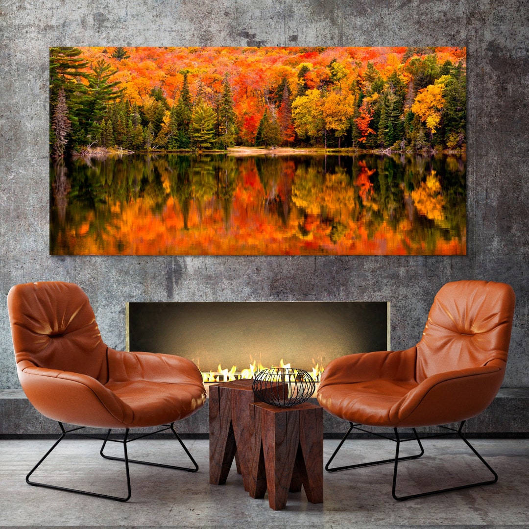 Beautiful Autumn Landscape Autumn Forest View Canvas Lake Print Fall ...