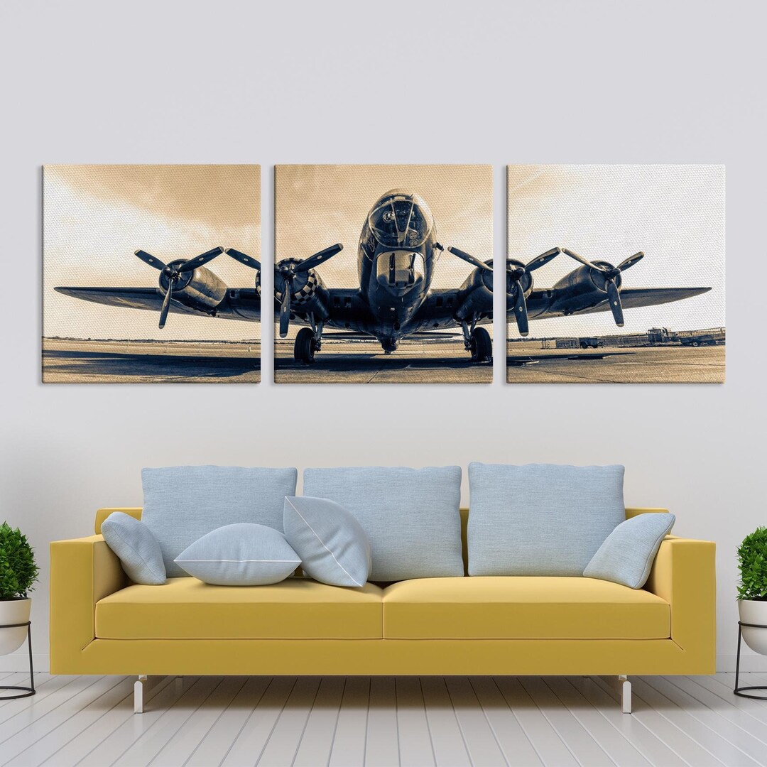 Bomber B-17 Canvas Canvas Wall Art Pilot Gift Flying Fortress Aviation Wall Art War Plane Print ...