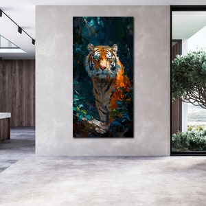 Undaunted Tiger in the Jungle Wall Art Decor Wild Cat Painting Print ...