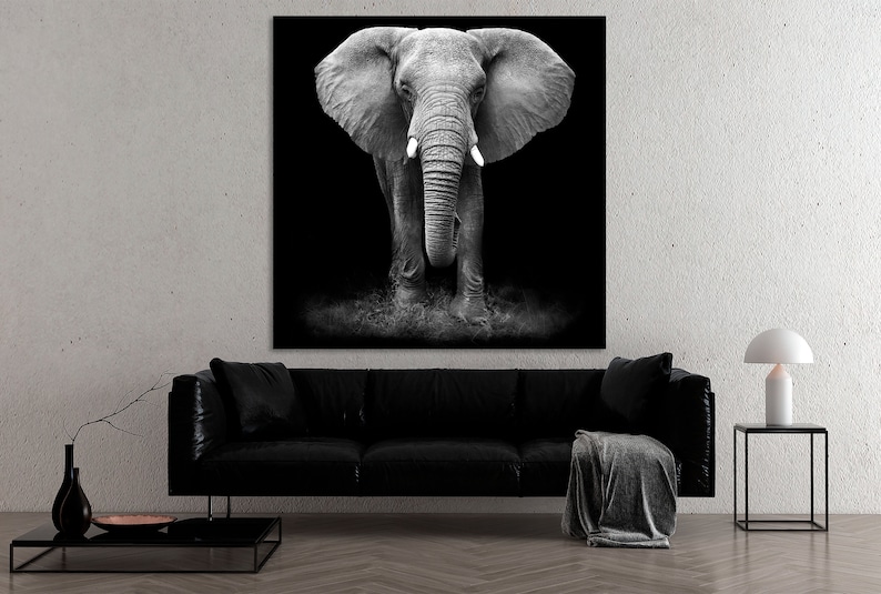 African Elephant Extra Large Canvas Wall Art Elephant Print Elephant ...