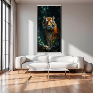 Undaunted Tiger in the Jungle Wall Art Decor Wild Cat Painting Print ...