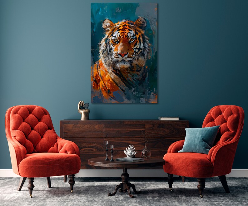 Tiger Wall Art Wild Cat Extra Large Canvas Wall Art Ferocious Animal ...