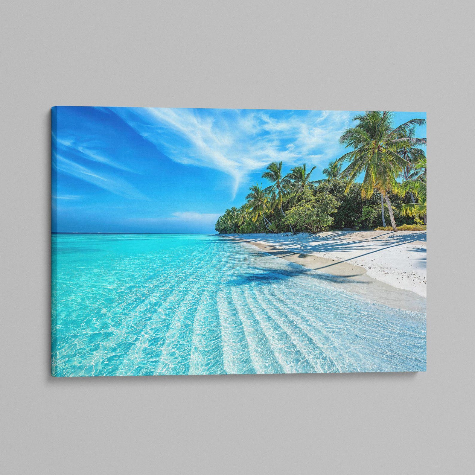Tropical Beach Canvas Print: Ocean, Palm Trees, Ready-to-hang Wall Art ...