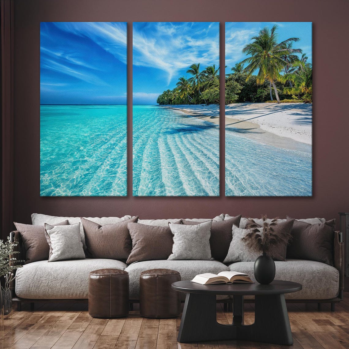 Tropical Beach Wall Art Canvas Print Ocean Beach Art Ocean Beach Palm ...