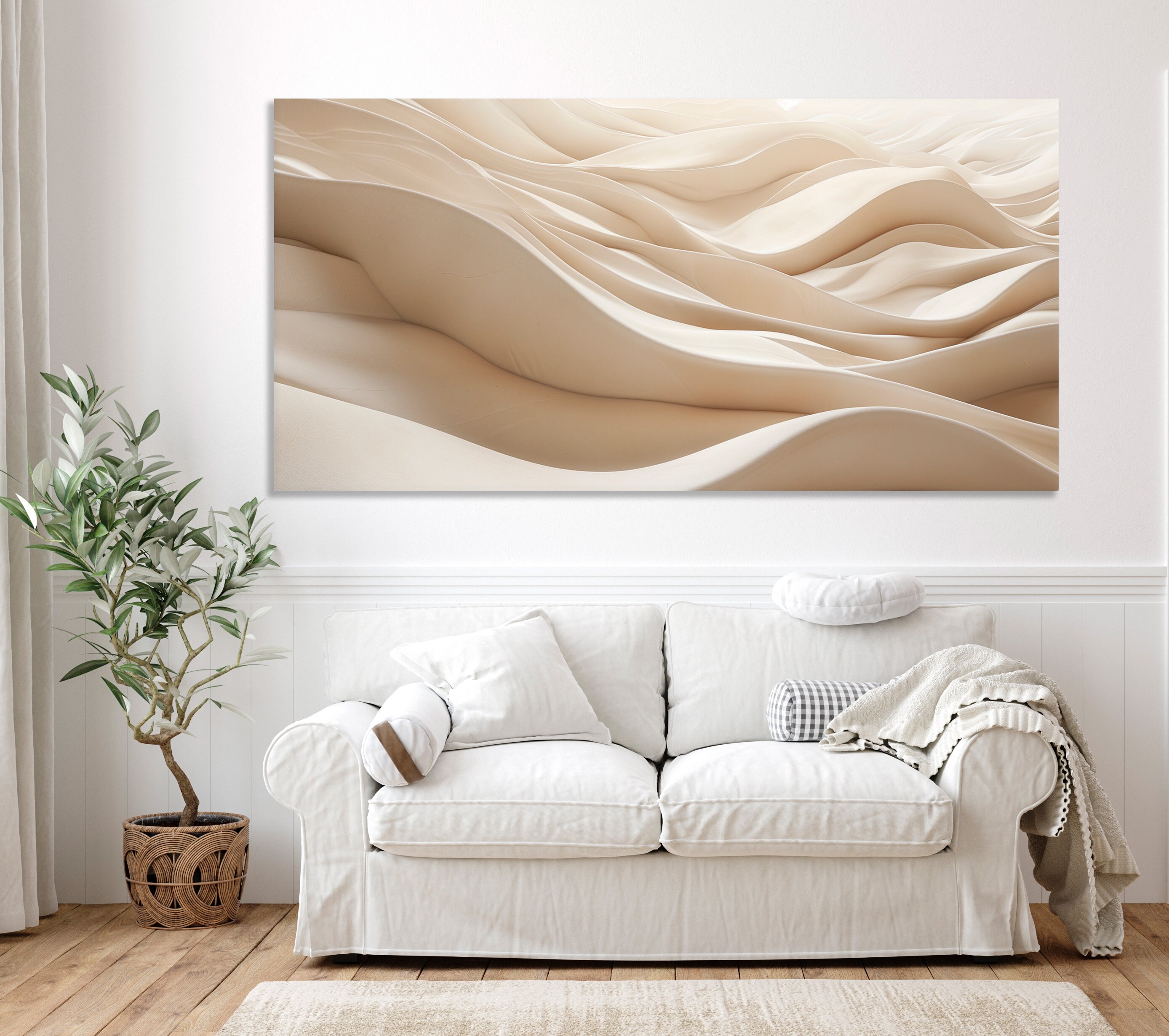 Large Minimalist Art Abstract Waves Canvas Wall Art Wabi-sabi Wall ...
