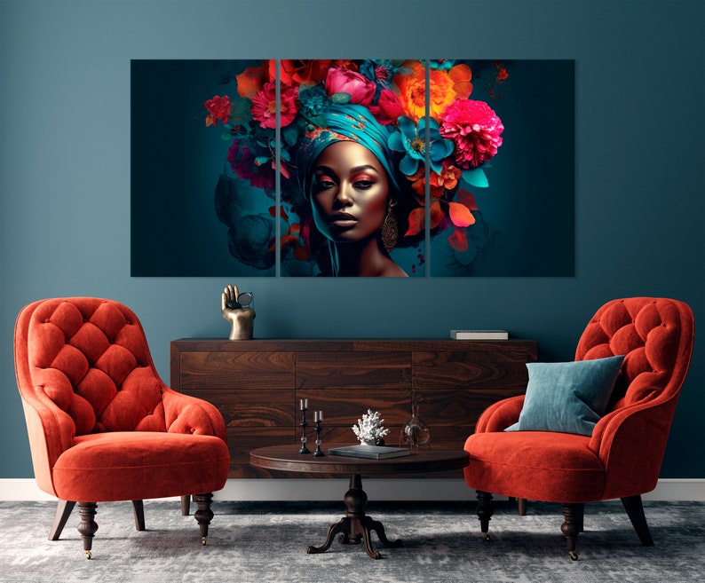 African Woman Print Portrait Wall Art Black Women Wall Art - Etsy