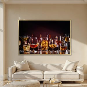 Strong Alcoholic Drinks and Spirits in Glasses on Bar Counter Alcohol ...