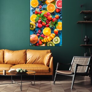Vibrant Fresh Fruit Canvas Wall Art Healthy Food Print Succulent ...