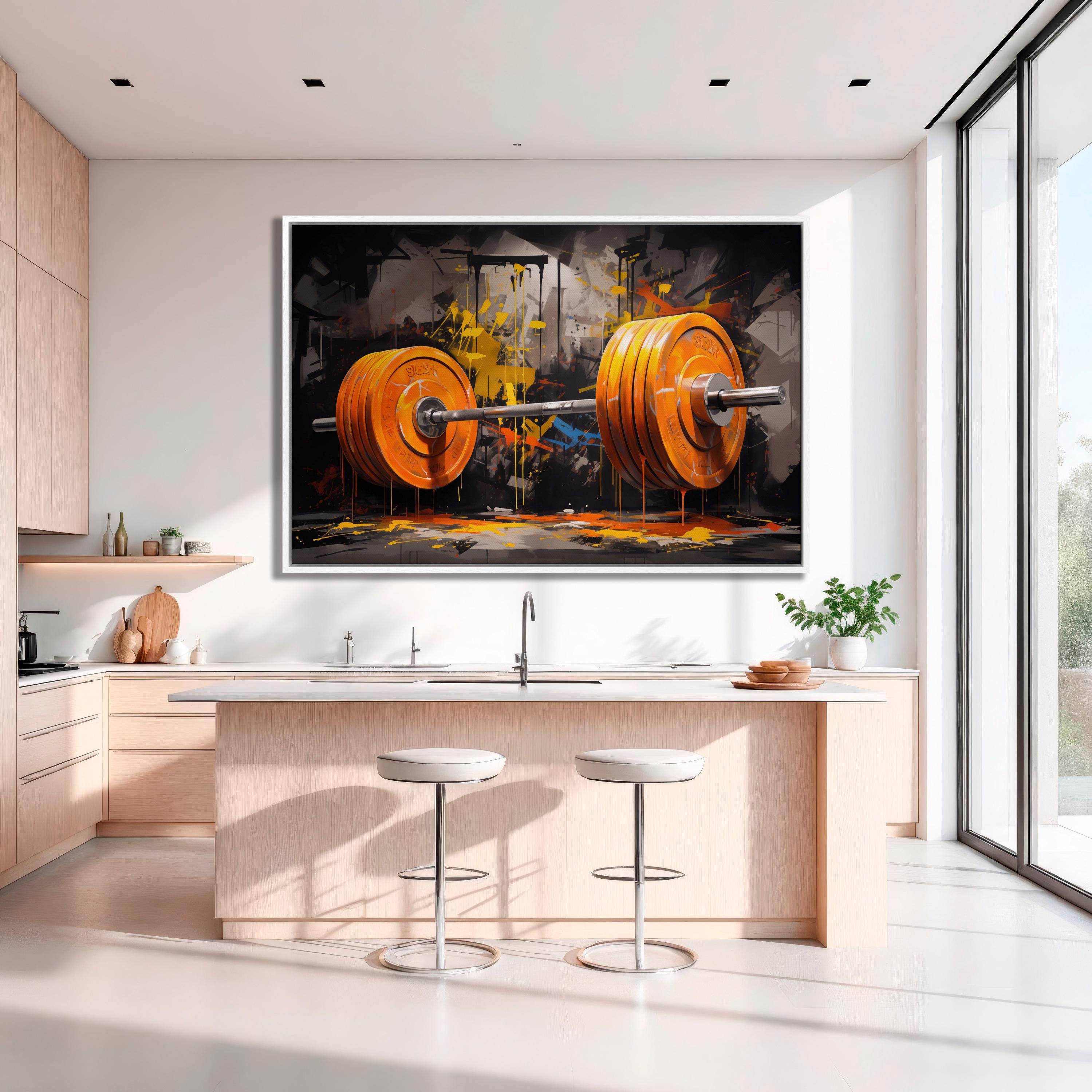 Barbell Painting Print Graffiti Sport Fitness Set Large Canvas Wall Art ...