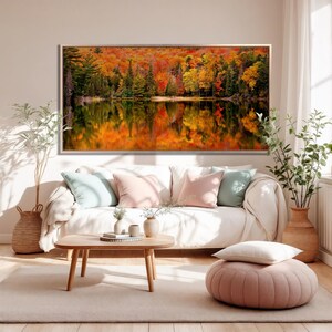 Autumn Forest Lake Canvas Print, Extra Large Fall Landscape Wall Art - Etsy