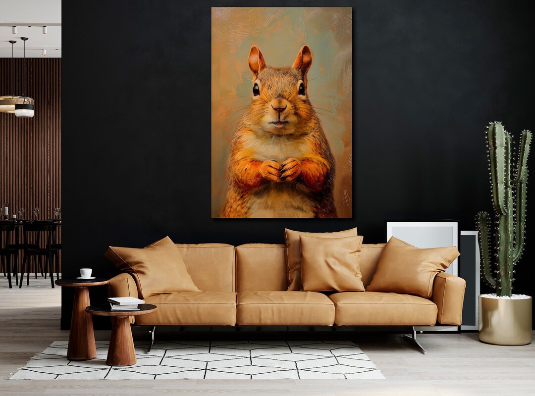 Abstract Cute Squirrel Painting Print Charming Wildlife Canvas Wall Art ...