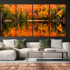 Beautiful Autumn Landscape Autumn Forest View Canvas Lake Print Fall ...