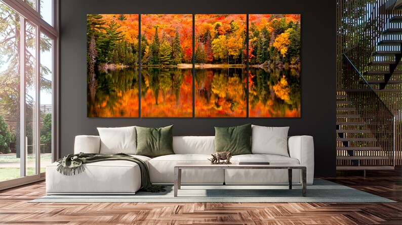 Beautiful Autumn Landscape Autumn Forest View Canvas Lake Print Fall ...
