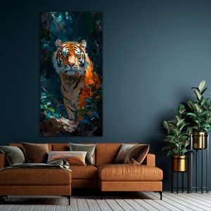 Undaunted Tiger in the Jungle Wall Art Decor Wild Cat Painting Print ...